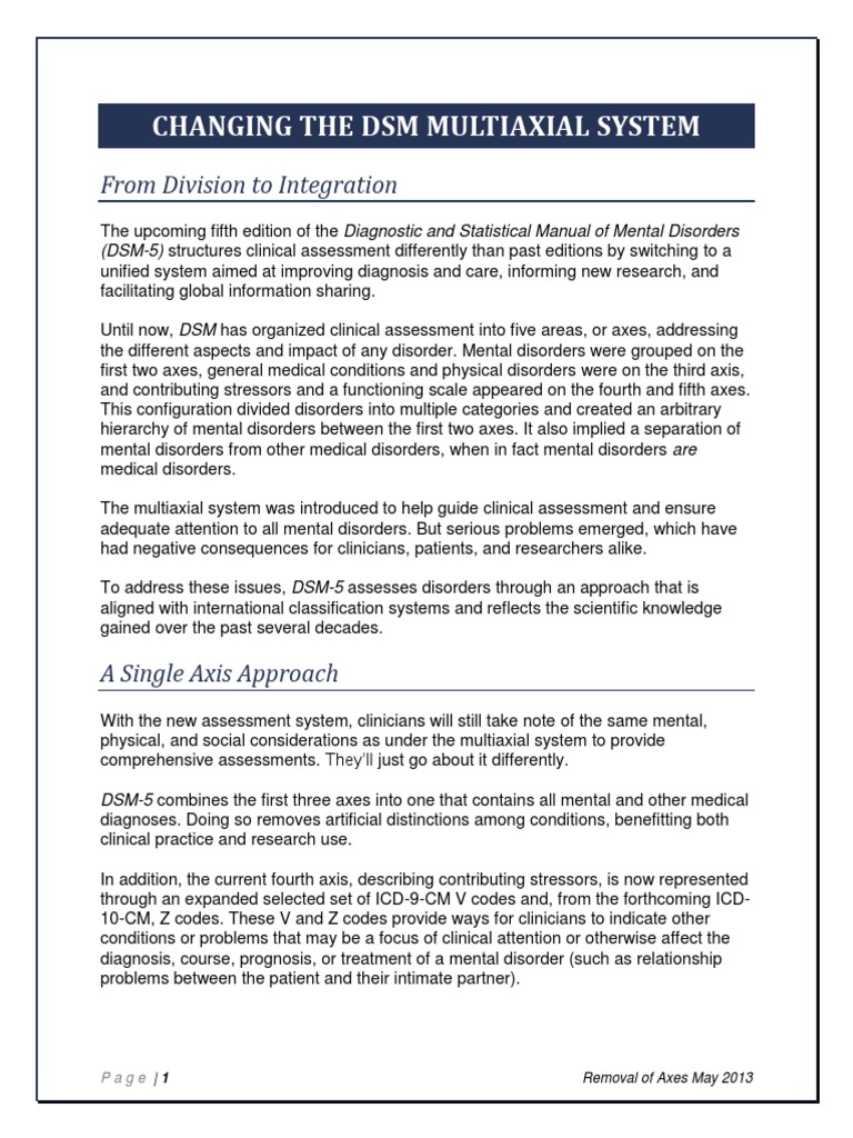 Changing The Dsm Multiaxial System: From Division to Integration | Dsm ...