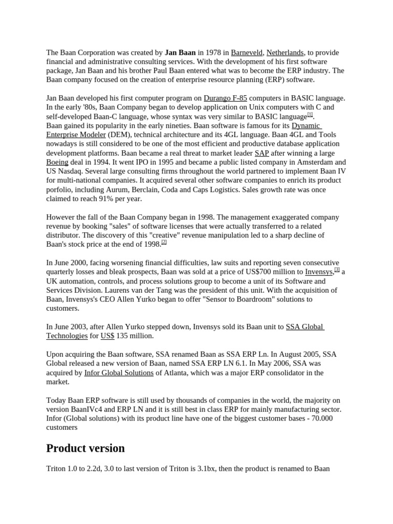 An Introduction To Baan ERP | PDF | Business | Computing And ...