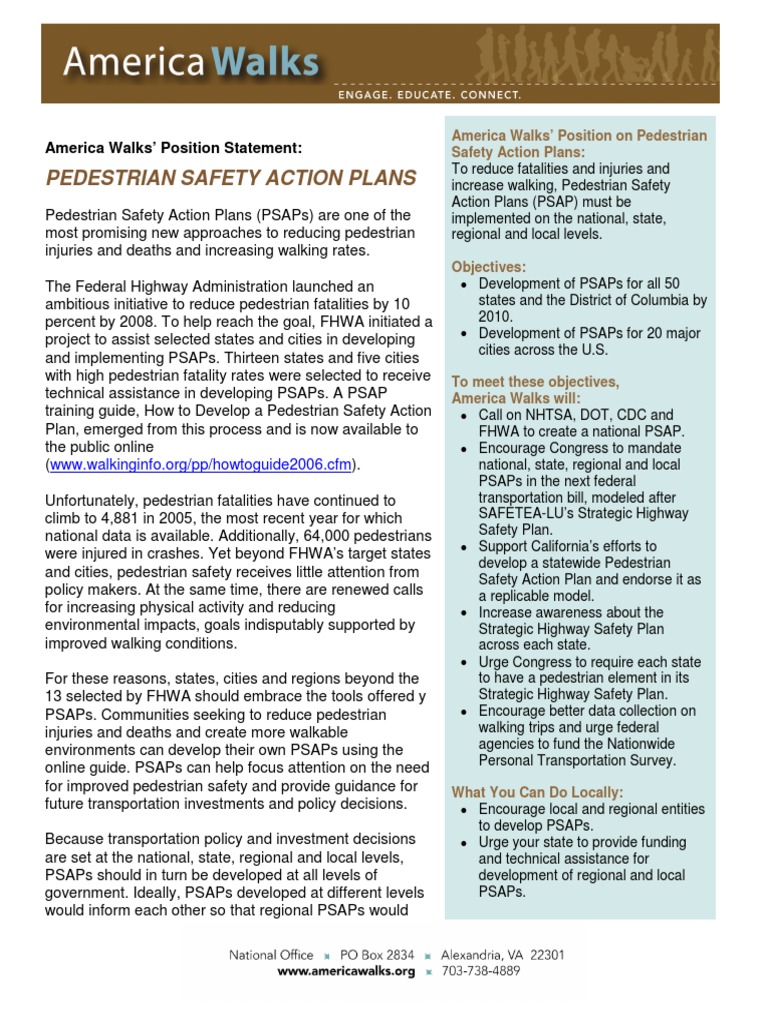 Pedestrian Action Safety Plans | PDF | Federal Highway Administration ...