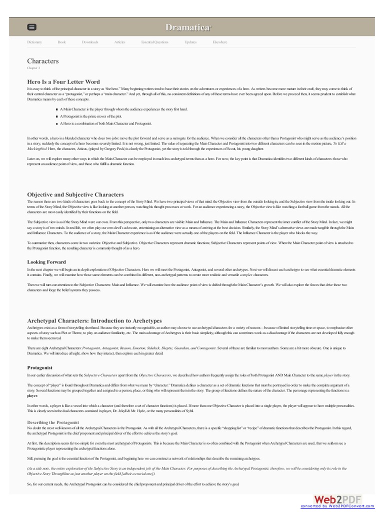 Dramatica Character Archetypes | PDF | Land Of Oz | Scarecrow (Oz)
