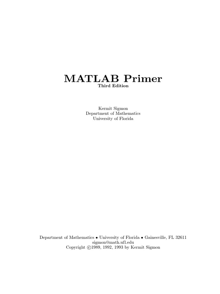 Matlab Primer | Download Free PDF | Matrix (Mathematics) | Matlab