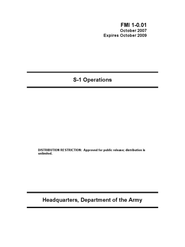 Army - FMI1 0X01 - S-1 Operations | PDF | Staff (Military) | United ...