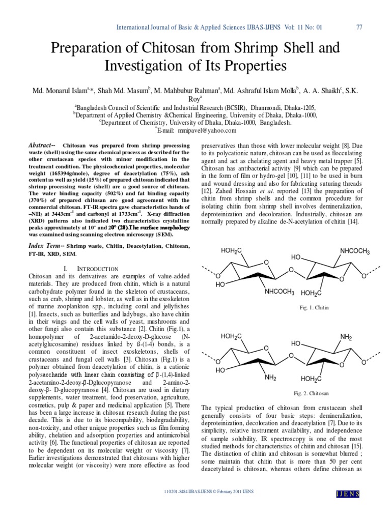Preparation of Chitosan From Shrimp Shell | X Ray Crystallography ...