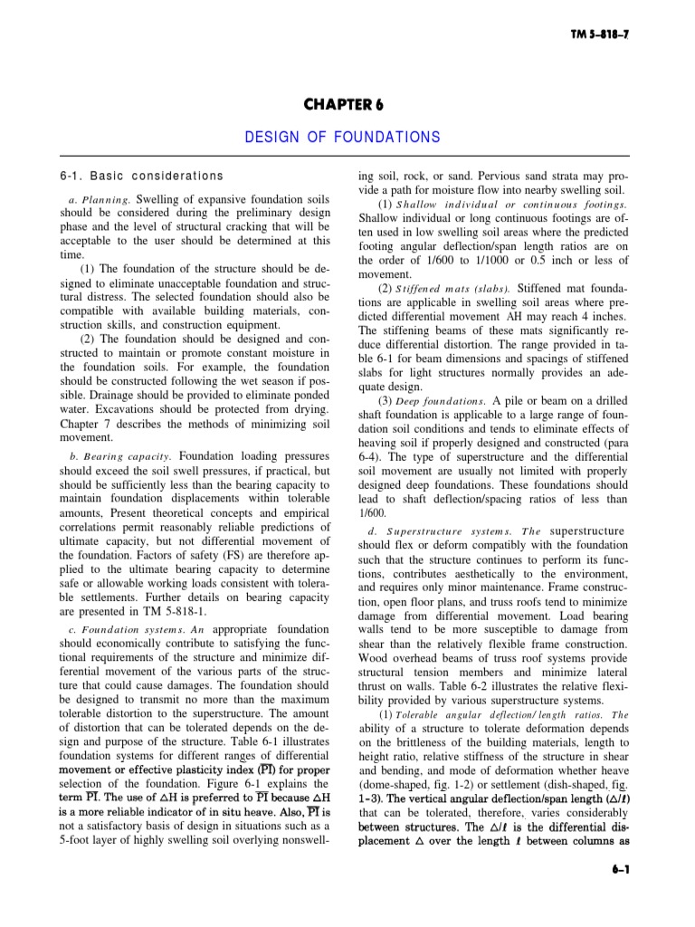Design of Foundations: 6-1. Basic Considerations | PDF | Deep ...