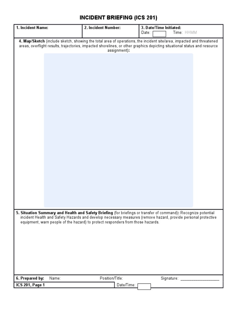 Incident Briefing (Ics 201) | Download Free PDF | Safety | Business