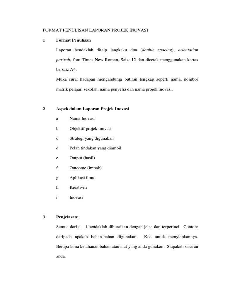 Format Penulisan Laporan Projek Inovasi Uitm 2014 | PDF