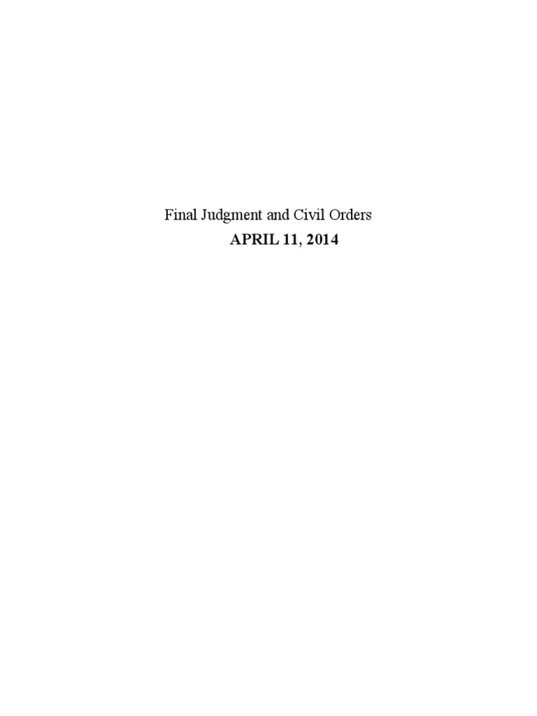 Final Judgment and Civil Orders Signed With Finalized Addendums | PDF ...