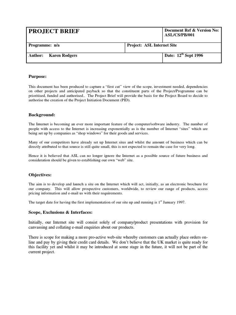 Sample Project Brief | Download Free PDF | Internet | Computing