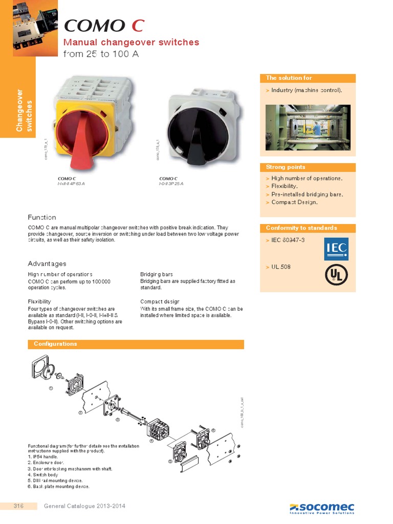 From 25 To 100 A: Manual Changeover Switches | PDF | Switch ...