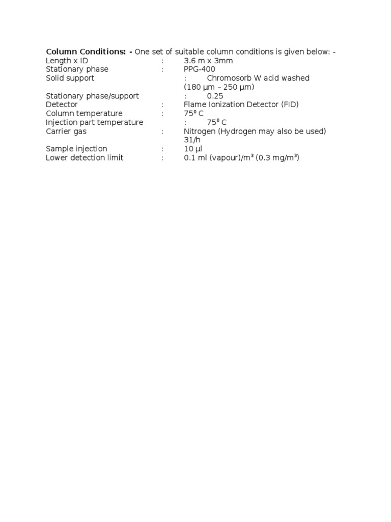 Gas Chromatography Column Specs | PDF