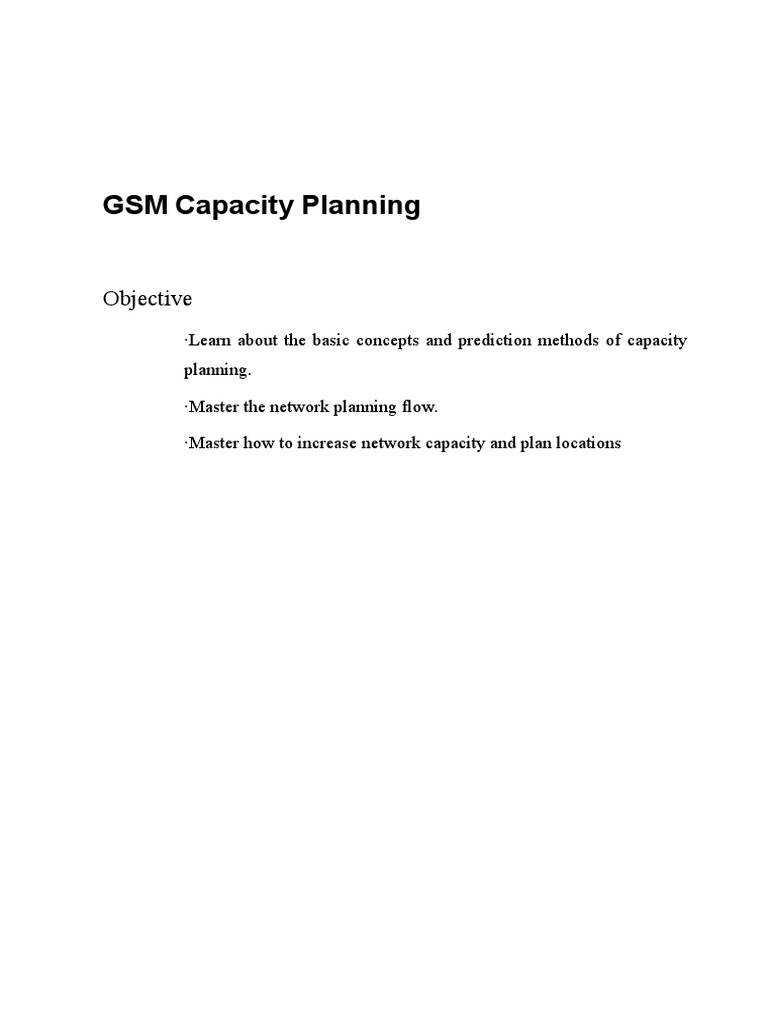 GSM Network Capacity Planning Guide | PDF | Base Station | Mobile Phones