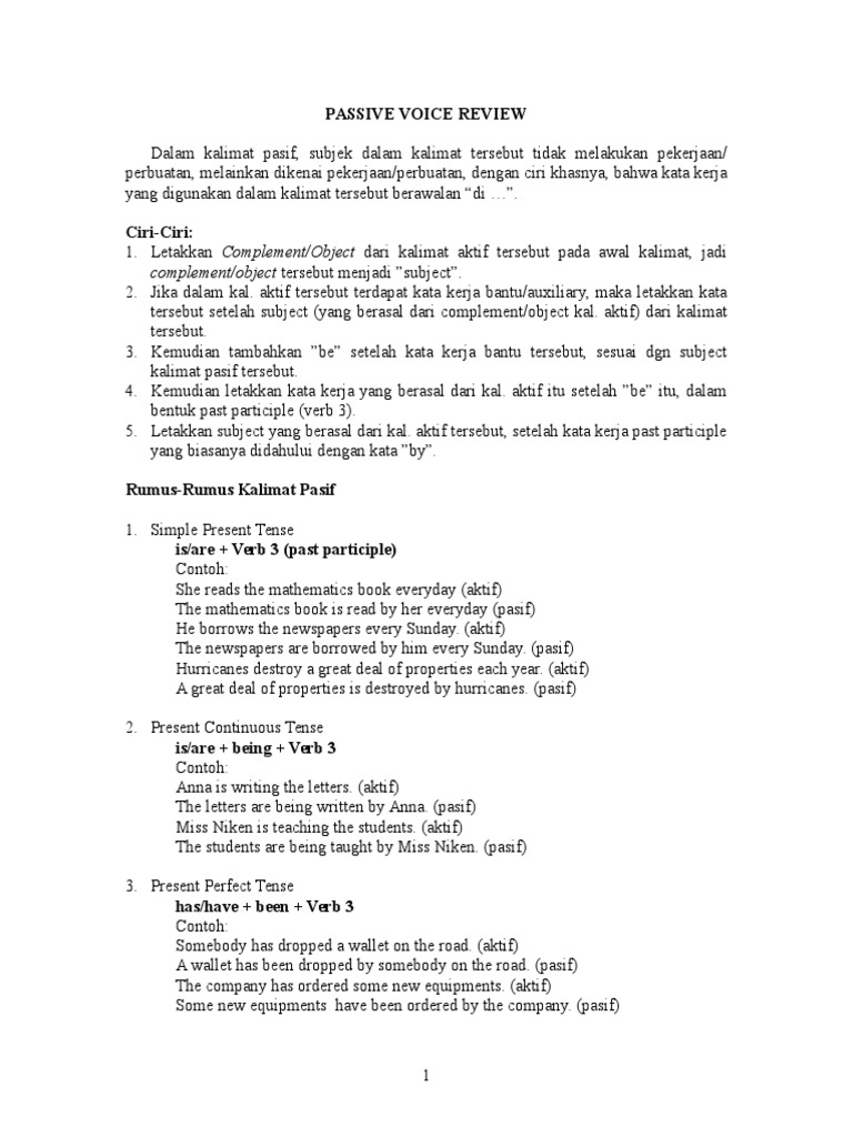Passive Voice Review | PDF | Grammatical Tense | Perfect (Grammar)