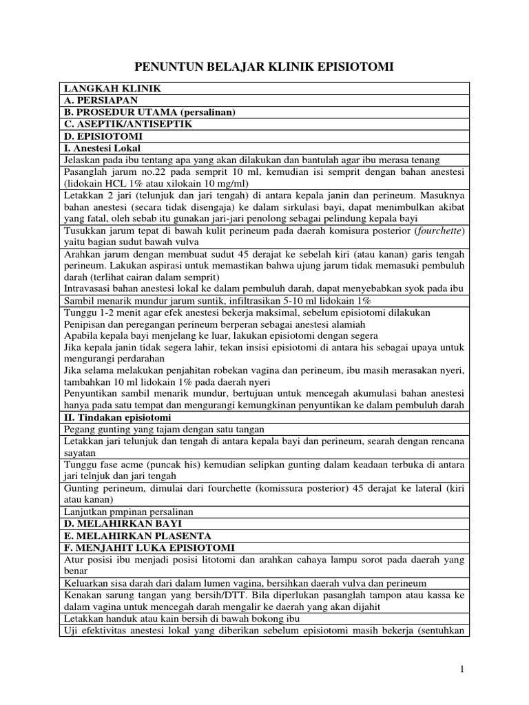 Langkah Langkah Episiotomi | PDF