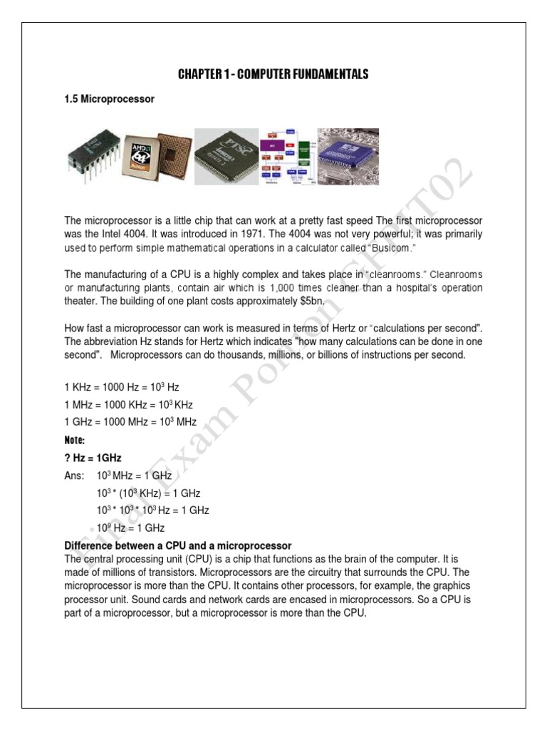 Final Exam Portion GFPIT02 | PDF | Hertz | Microprocessor