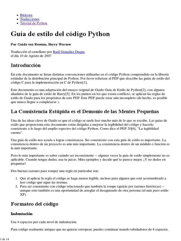 Guía De Estilo Del Código Python Pdf Python Lenguaje De 8005