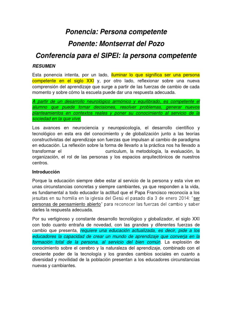 Persona Competente en el Siglo XXI | PDF | Aprendizaje | Maestros