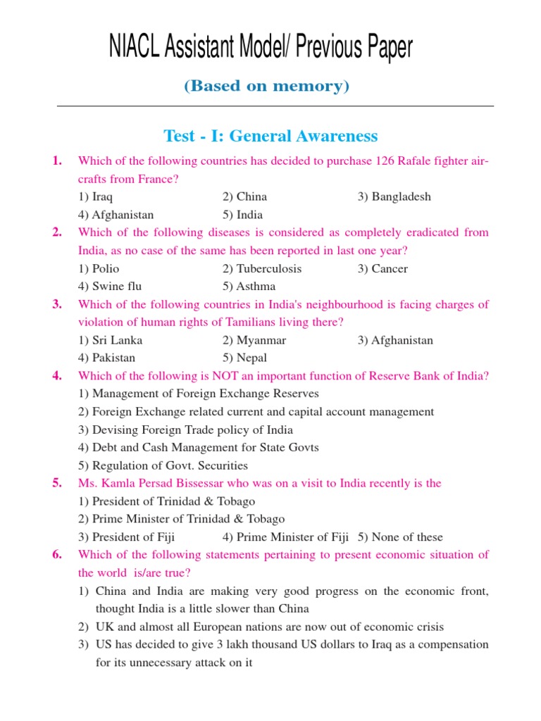 NIACL Previous Paper 2014 BankersAdda | PDF | Computer Data Storage ...