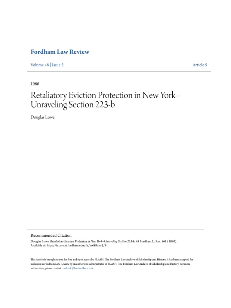Retaliatory Eviction Law NY 223-b | PDF | Leasehold Estate | Landlord