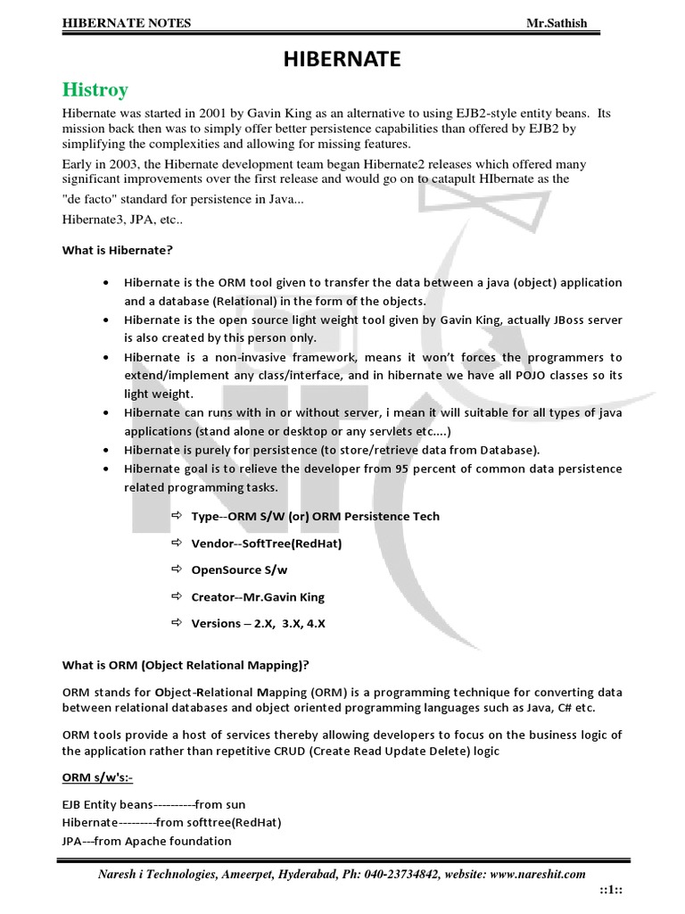 Sathish Sir Hibernate Notes Naresh I Technologies | PDF | Object ... Sathish Sir Hibernate Notes Naresh I Technologies | PDF | Object ...