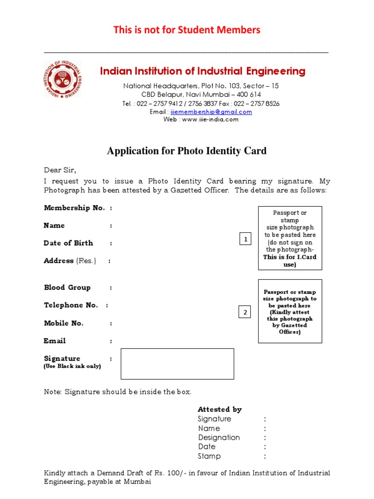 Application For Photo Identity Card | PDF