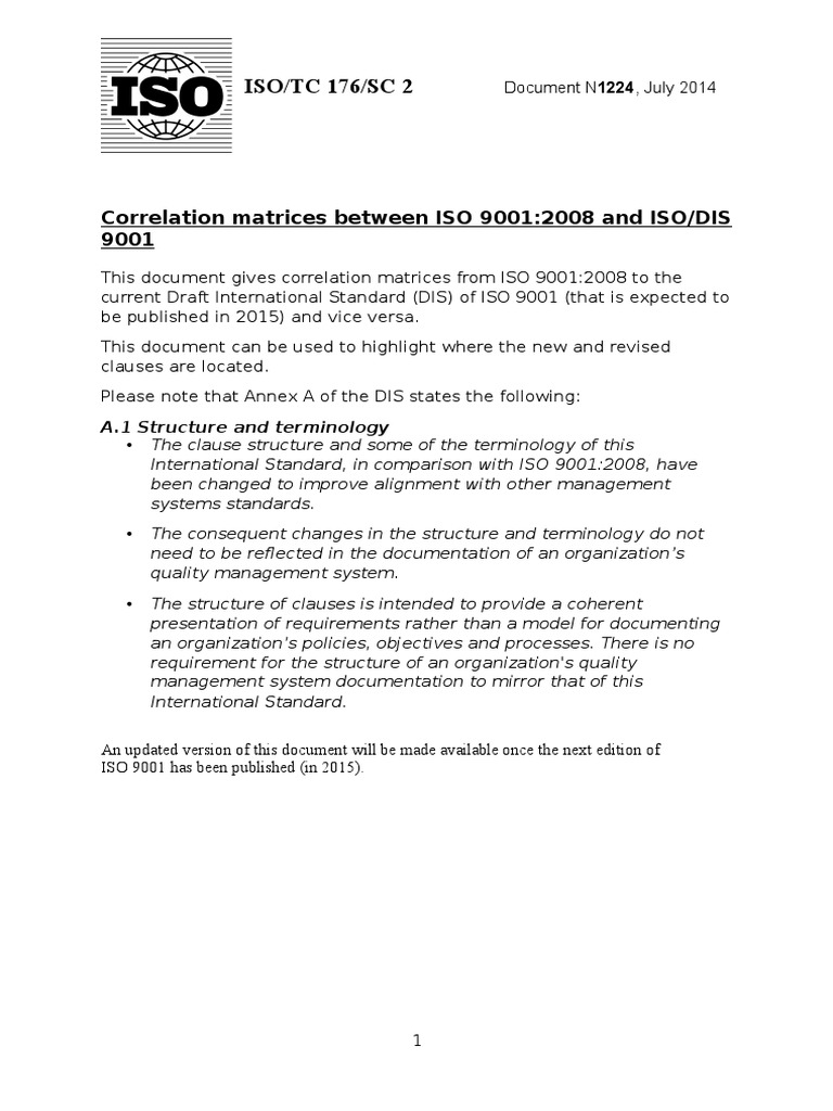 ISO 9001correlation Matrices | PDF