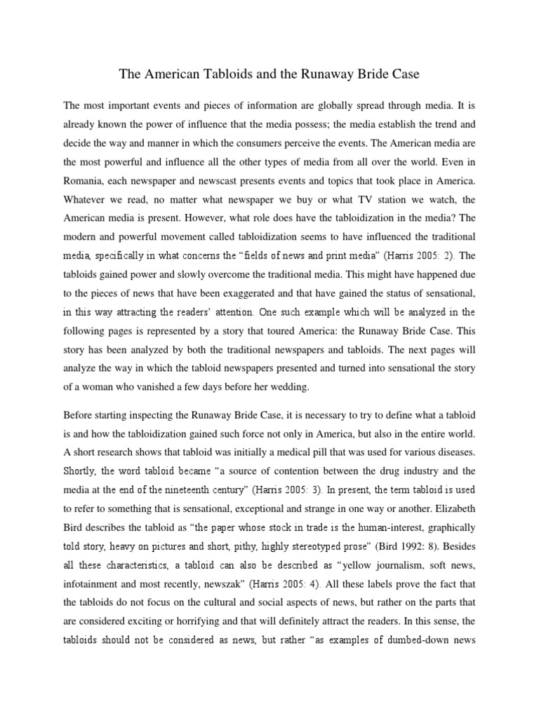 The American Tabloids and The Runaway Bride Case | PDF | News | Mass Media