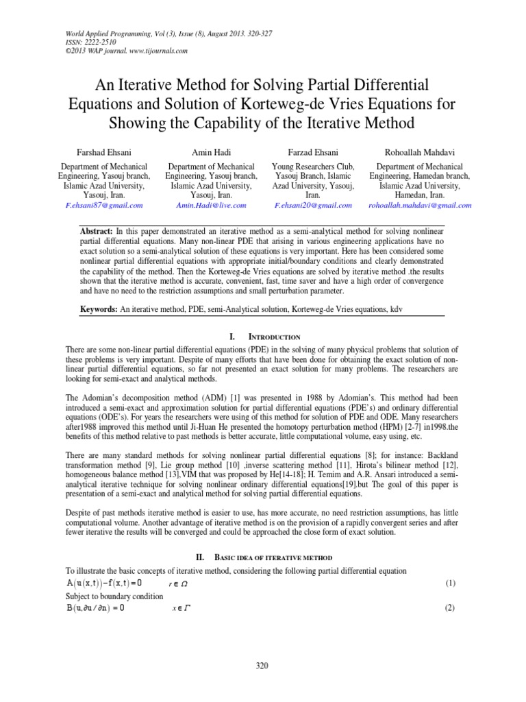 An Iterative Method For Solving Partial Differential Equations and Solution of Korteweg-De Vries ...