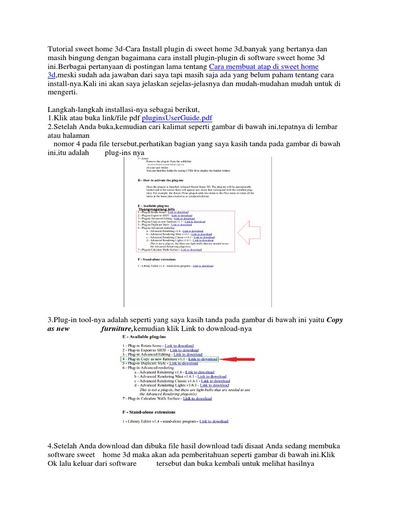 Cara Install Plugin Sweet Home 3D | PDF