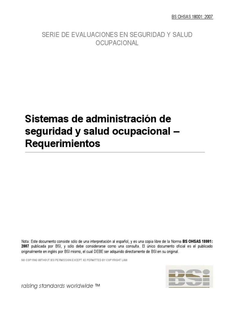 Norma_OHSAS_18001_2007_Espanol.pdf | Seguridad y salud ocupacional ...