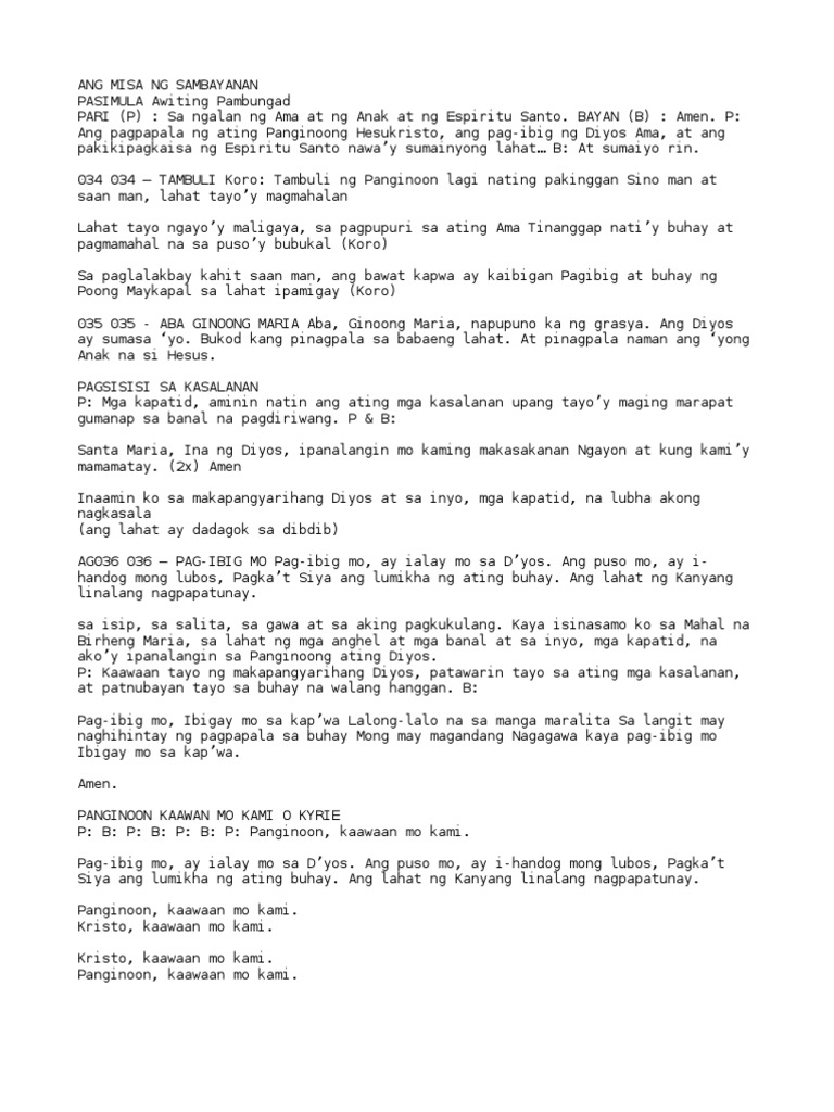 Misang Pilipino Misa NG An Bookfold | PDF