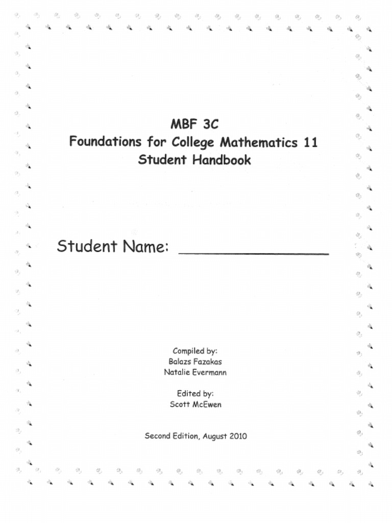 Student Workbook MBF3C | PDF