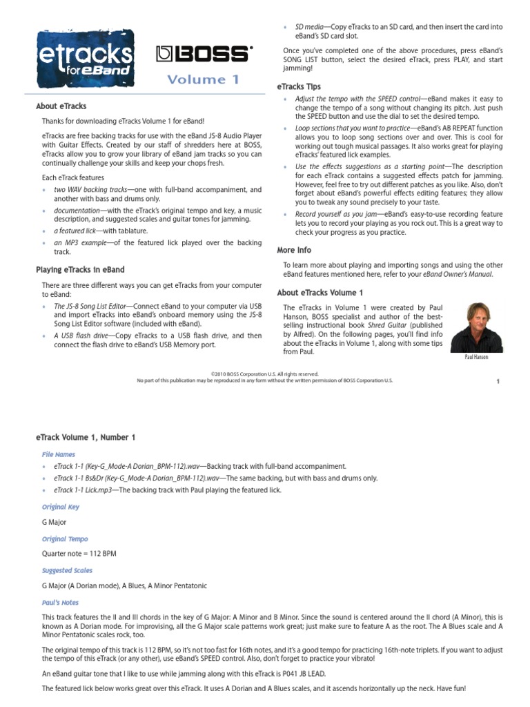 ETracks Vol1 ReadMe | PDF | Minor Scale | Tempo