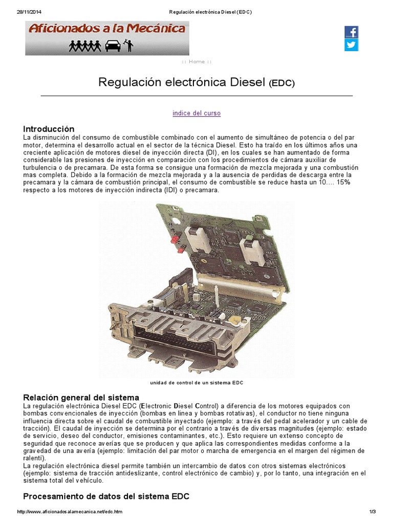 3.3 - Regulación Electrónica Diesel (EDC) | PDF | Motor diesel ...
