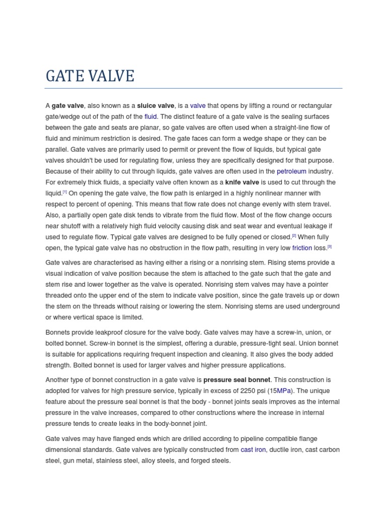 Gate Valve Pdf Gas Technologies Mechanical Engineering