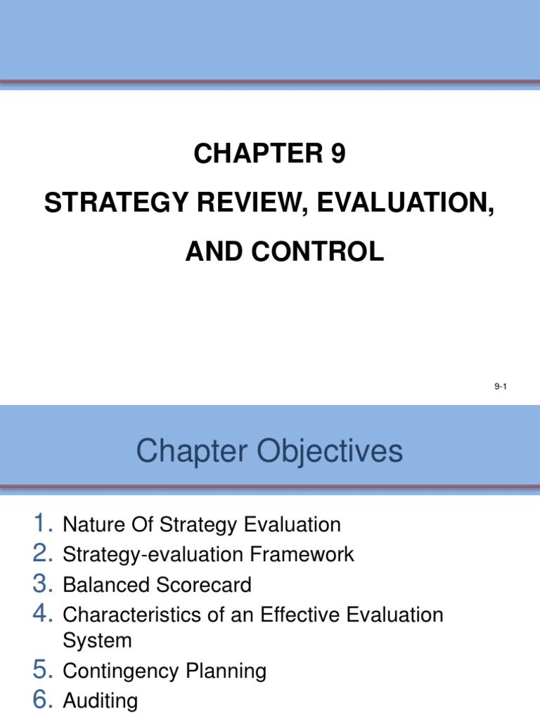 9 - Strategy Review, Evaluation and Control Chapter 9 | PDF | Strategic ...