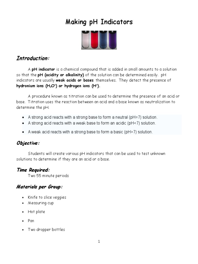 Natural pH Indicator Creation Guide | PDF | Ph | Acid