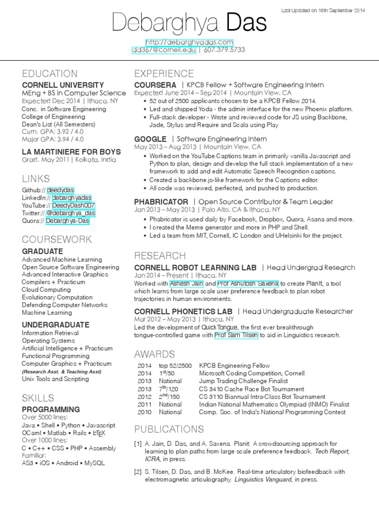 Deedy Resume | Java Script | Software