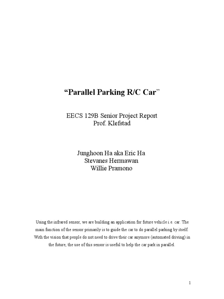 Parallel Parking RC Car | PDF | Arduino | Electric Motor
