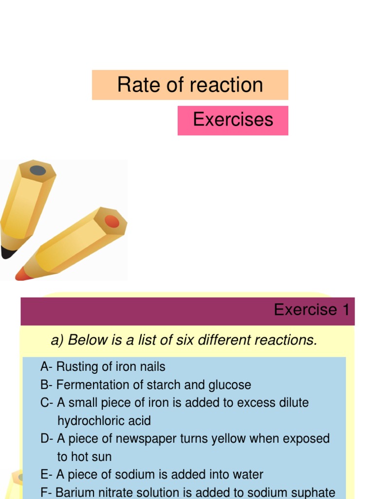 Rate of Reaction Exercises and Analysis | PDF | Chemical Reactions ...