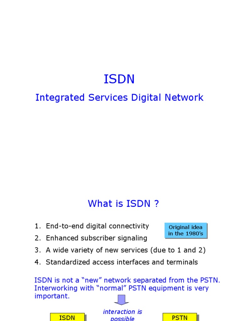 Integrated Services Digital Network | PDF | Public Switched Telephone ... Integrated Services Digital Network | PDF | Public Switched Telephone ...