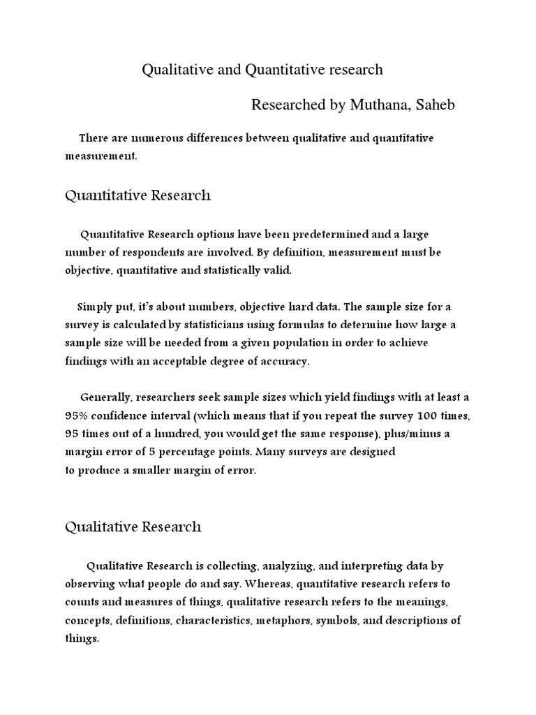 Research Methods: Qual vs Quant | PDF | Qualitative Research | Survey ...