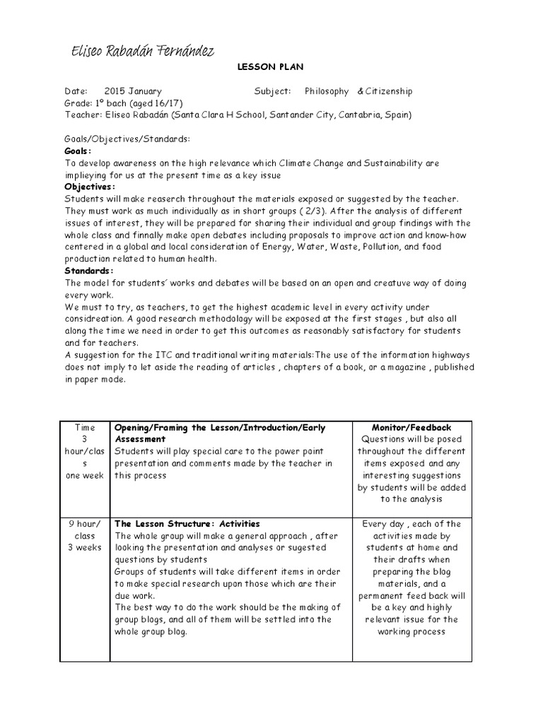 Clil Lesson Plan Spain Eliseo Rabadan-Signed | Download Free PDF ...