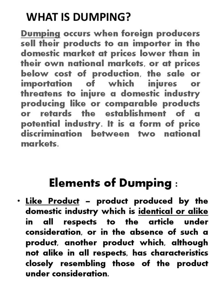 What Is Dumping | PDF | Dumping (Pricing Policy) | Exports