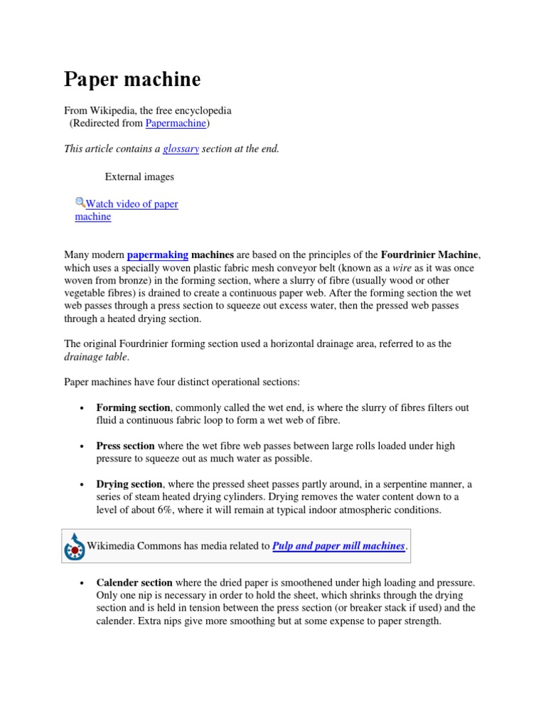 Paper Machine | PDF | Pulp (Paper) | Paper