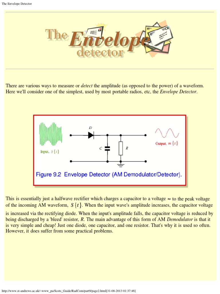 The Envelope Detector | PDF | Detector (Radio) | Amplitude The Envelope Detector | PDF | Detector (Radio) | Amplitude