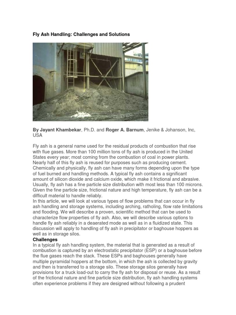 Fly Ash Handling Challenges and Solutions | PDF | Fly Ash | Volcanic Ash Fly Ash Handling Challenges and Solutions | PDF | Fly Ash | Volcanic Ash