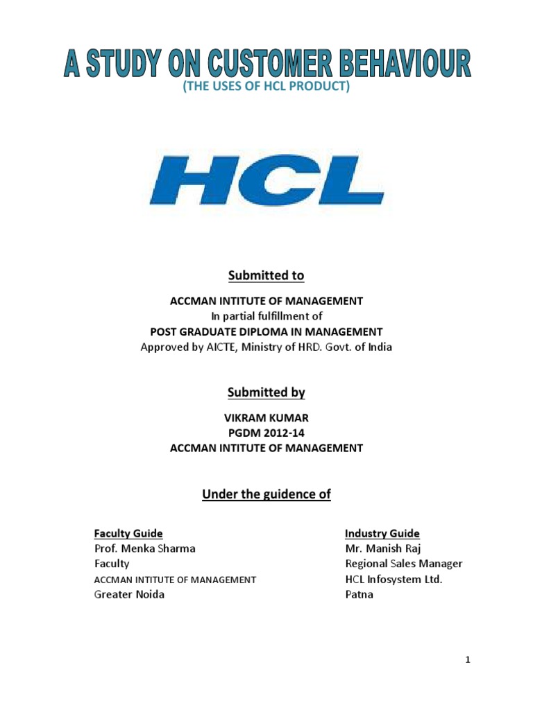 (The Uses of HCL Product) : Submitted To | PDF | Hewlett Packard ...