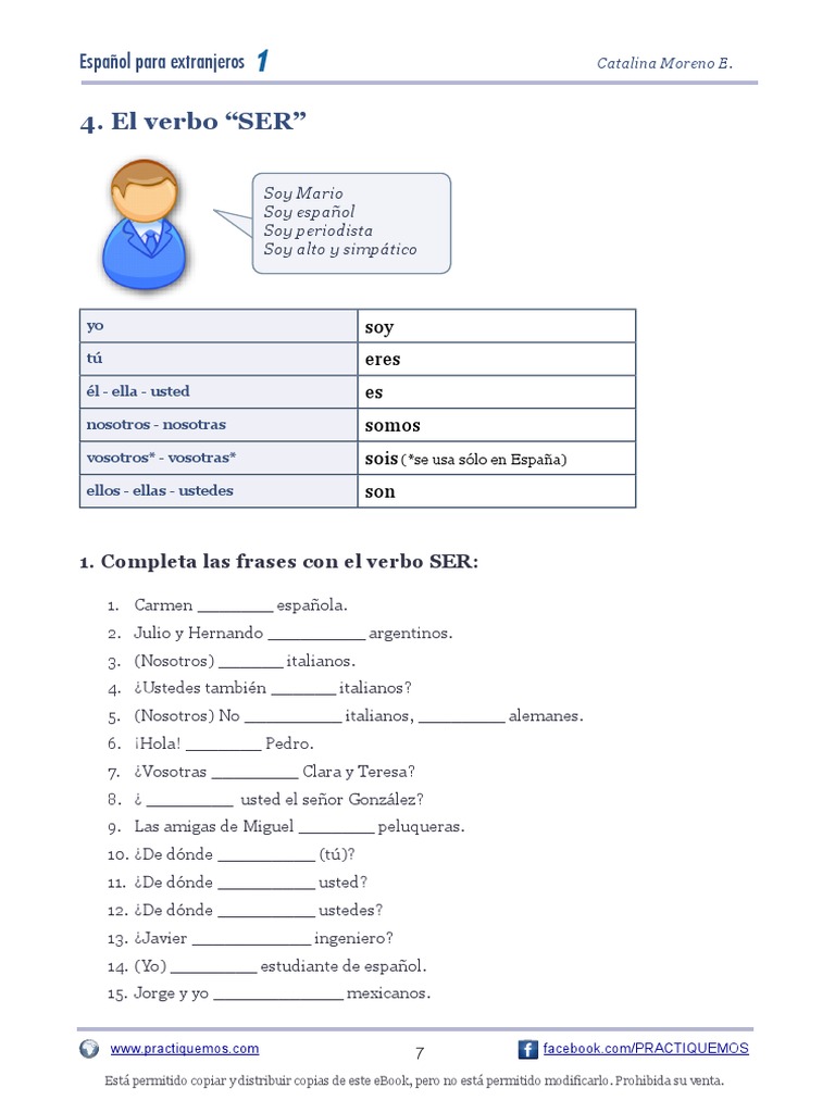 Conjugación del Verbo "SER" en Español | PDF