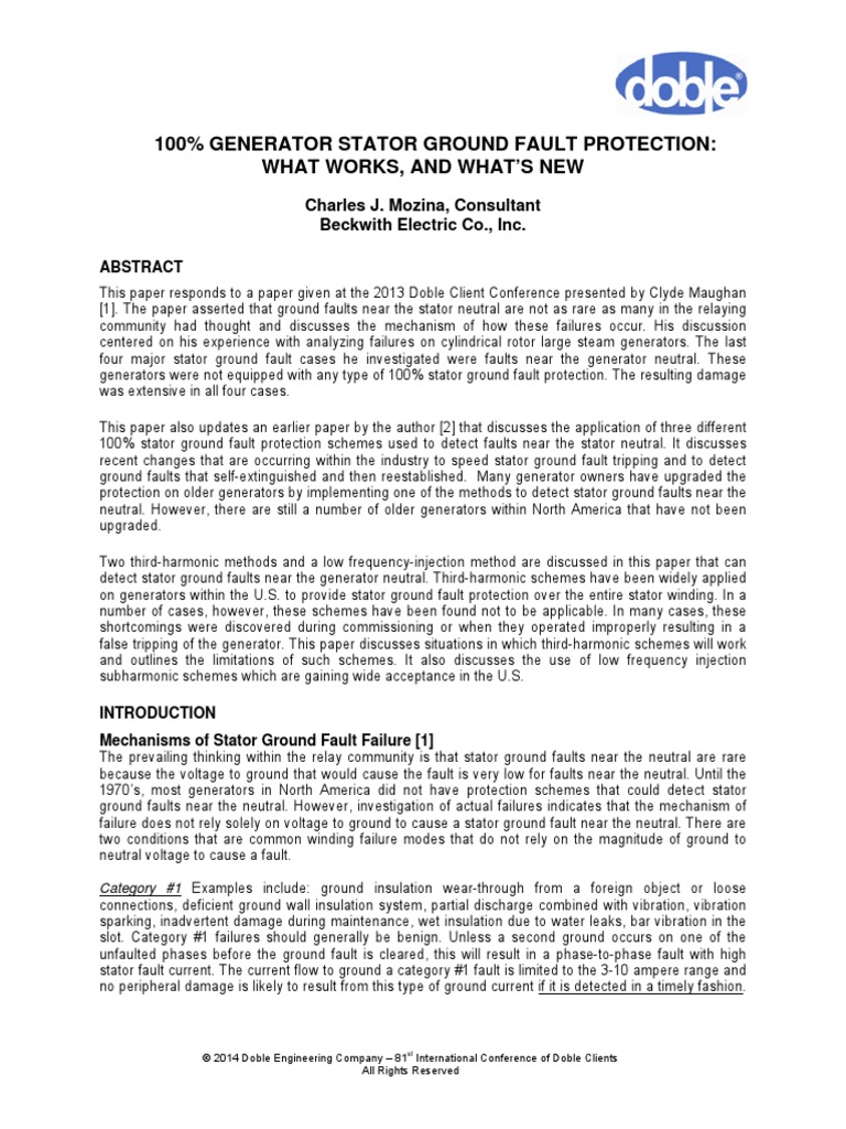 GENERATOR Ground FAULT Protection | PDF | Electric Generator | Transformer
