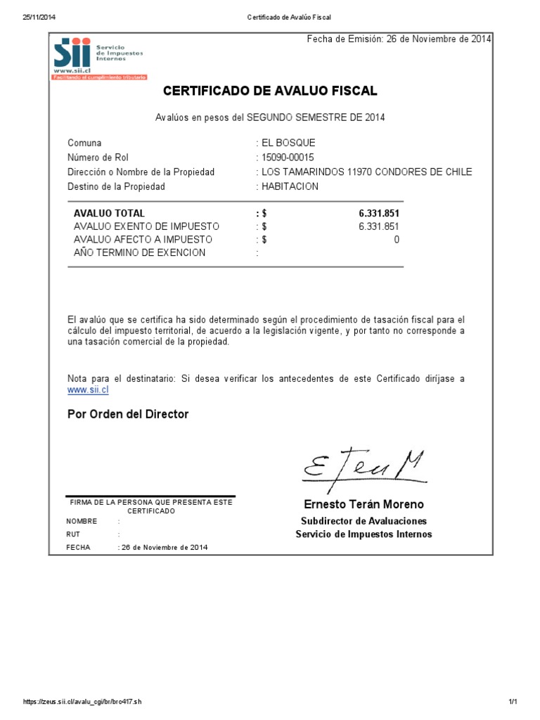 Certificado de Avalúo Fiscal | PDF
